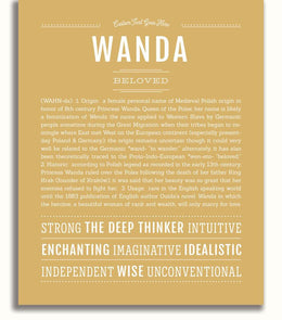 Wanda Personalized Name Meaning Art Prints – Name Stories
