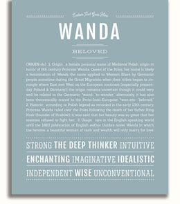 Wanda Personalized Name Meaning Art Prints – Name Stories