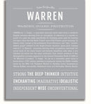 Warren Personalized Name Meaning Art Prints – Name Stories