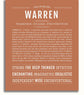 Warren Personalized Name Meaning Art Prints – Name Stories