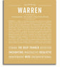 Warren Personalized Name Meaning Art Prints – Name Stories