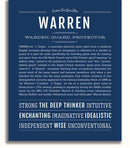Warren Personalized Name Meaning Art Prints – Name Stories