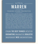 Warren Personalized Name Meaning Art Prints – Name Stories