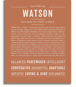 Watson Personalized Name Meaning Art Prints – Name Stories