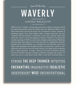 Waverly Personalized Name Meaning Art Prints – Name Stories