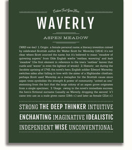 Waverly Personalized Name Meaning Art Prints – Name Stories