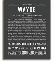 Wayde Personalized Name Meaning Art Prints – Name Stories