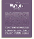 Waylon Personalized Name Meaning Art Prints – Name Stories