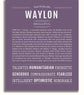Waylon Personalized Name Meaning Art Prints – Name Stories