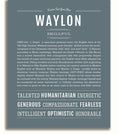 Waylon Personalized Name Meaning Art Prints – Name Stories