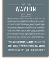 Waylon Personalized Name Meaning Art Prints – Name Stories