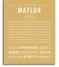 Waylon Personalized Name Meaning Art Prints – Name Stories
