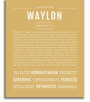 Waylon Personalized Name Meaning Art Prints – Name Stories