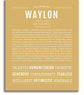 Waylon Personalized Name Meaning Art Prints – Name Stories