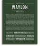 Waylon Personalized Name Meaning Art Prints – Name Stories