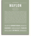 Waylon Personalized Name Meaning Art Prints – Name Stories
