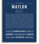 Waylon Personalized Name Meaning Art Prints – Name Stories