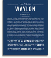 Waylon Personalized Name Meaning Art Prints – Name Stories