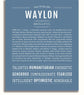 Waylon Personalized Name Meaning Art Prints – Name Stories