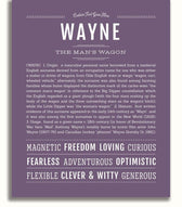 Wayne Personalized Name Meaning Art Prints – Name Stories