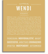 Wendi Personalized Name Meaning Art Prints – Name Stories
