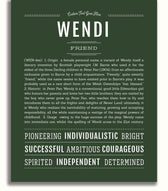 Wendi Personalized Name Meaning Art Prints – Name Stories