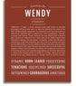 Wendy Personalized Name Meaning Art Prints – Name Stories