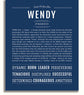 Wendy Personalized Name Meaning Art Prints – Name Stories