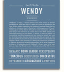 Wendy Personalized Name Meaning Art Prints – Name Stories