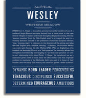 Wesley Personalized Name Meaning Art Prints – Name Stories