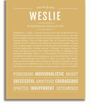 Weslie | Name Art Print – Name Stories