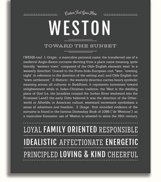 Weston | Name Art Print – Name Stories