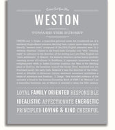 Weston Personalized Name Meaning Art Prints – Name Stories