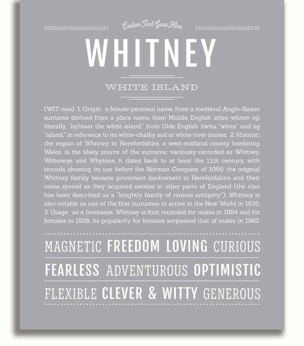 Whitney (female) | Name Art Print - Personalized Custom Gifts – Name ...