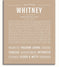 Whitney Personalized Name Meaning Art Prints – Name Stories