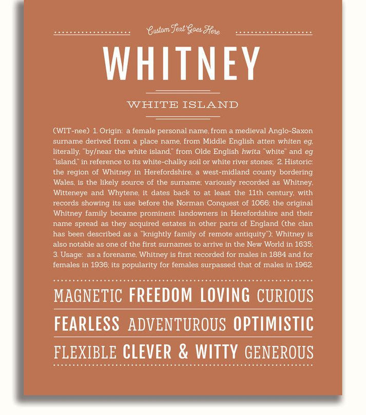 Whitney (female) | Name Art Print - Personalized Custom Gifts – Name ...