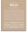 Willa Personalized Name Meaning Art Prints – Name Stories