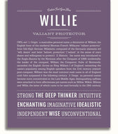Willie Personalized Name Meaning Art Prints – Name Stories