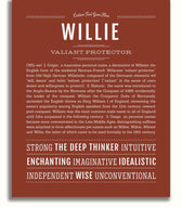 Willie Personalized Name Meaning Art Prints – Name Stories
