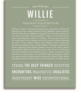 Willie Personalized Name Meaning Art Prints – Name Stories