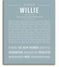 Willie Personalized Name Meaning Art Prints – Name Stories