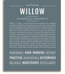 Willow Personalized Name Meaning Art Prints – Name Stories