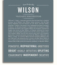 Wilson Personalized Name Meaning Art Prints – Name Stories
