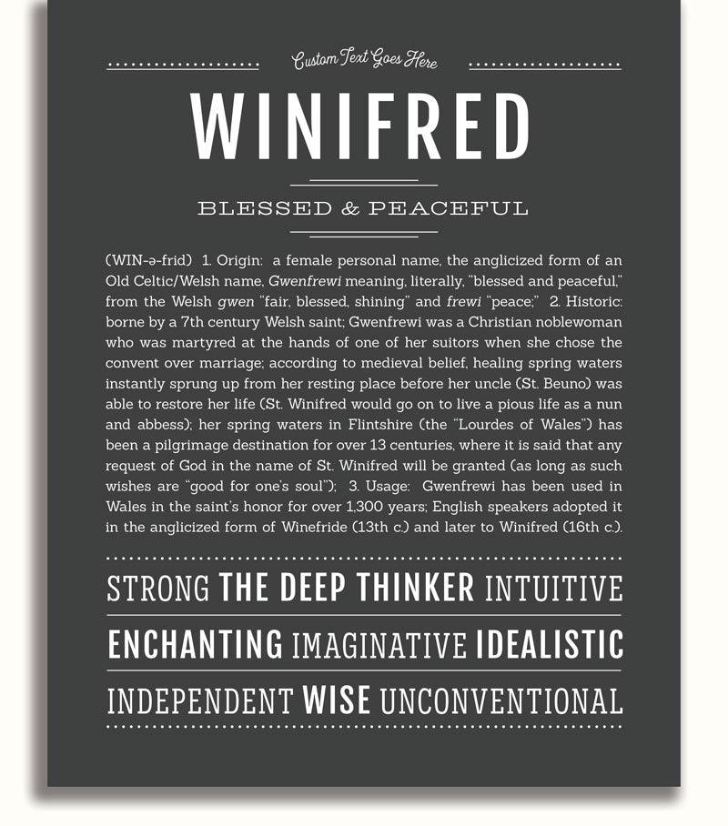 Winifred Personalized Name Meaning Art Prints – Name Stories