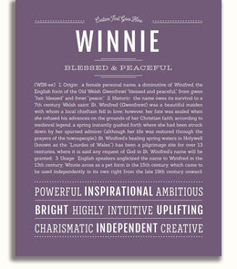 Winnie Personalized Name Meaning Art Prints – Name Stories