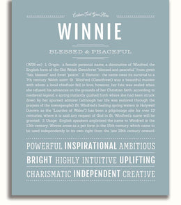 Winnie Personalized Name Meaning Art Prints – Name Stories