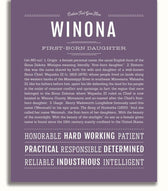 Winona Personalized Name Meaning Art Prints – Name Stories