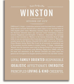 Winston Personalized Name Meaning Art Prints – Name Stories
