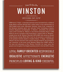 Winston Personalized Name Meaning Art Prints – Name Stories