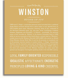 Winston Personalized Name Meaning Art Prints – Name Stories